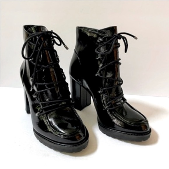 Gianni Bini | Shoes | New Gianni Bini Chunky Black Patent Combat Boots ...